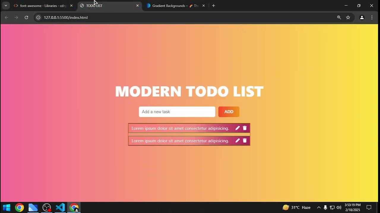 TODO List using (HTML & CSS & JS) - YouTube