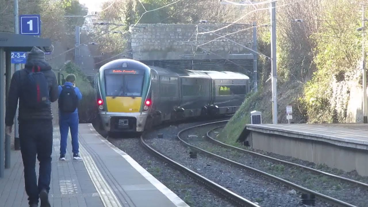 Irish Rail 22000 class Intercity train passes Glenageary station, Co ...