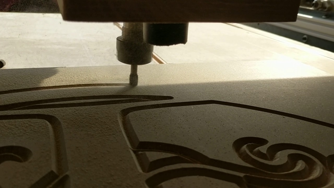 VBit carving on my CNC Machine for Monogram Door Hanger - YouTube