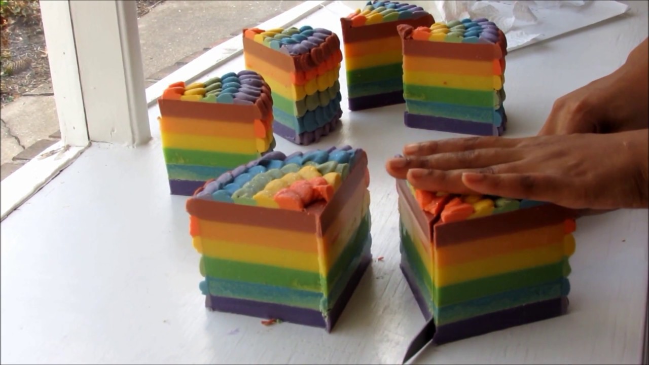 Copy of Making & Cutting Rainbow Cake Soap (NO MUSIC) ~ Petals Bath ...
