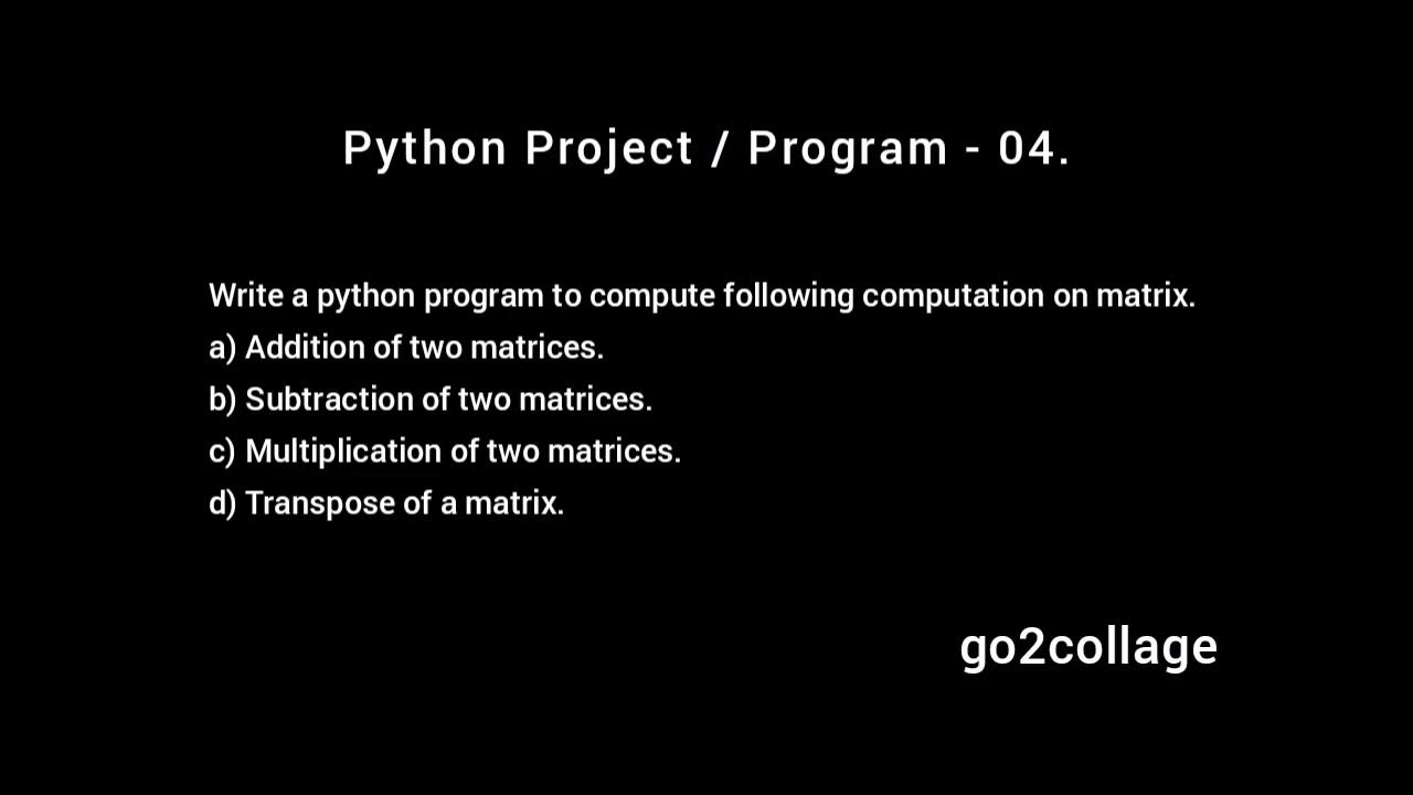 EP 04 | Language Python | Program | Project I go2collage - YouTube