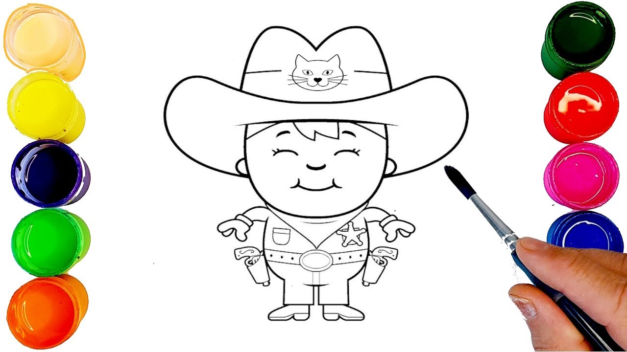 🌟🎨 "Young Sheriff", Easy and Cute drawing easy with colours 🌈👶 - YouTube