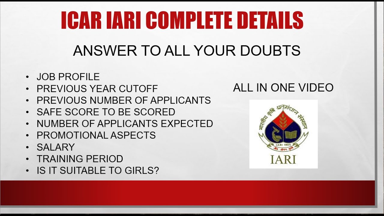 IARI TECHNICIAN COMPLETE DETAILS | JOB PROFILE | PREVIOUS YEAR CUTOFF ...