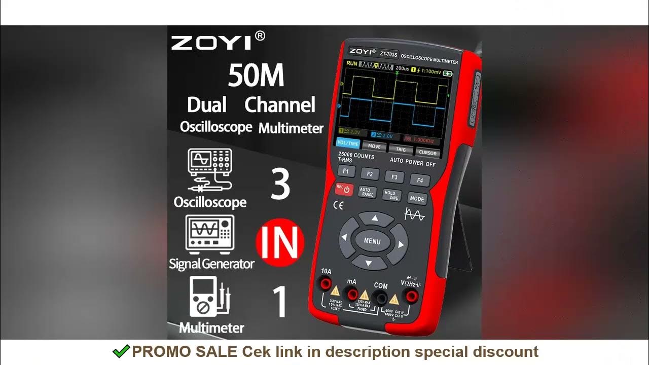ZOYI ZT-703S 3-in-1 Oscilloscope Multimeter with 3.5 Inch IPS Display,25000 Counts, Dual Channel ...