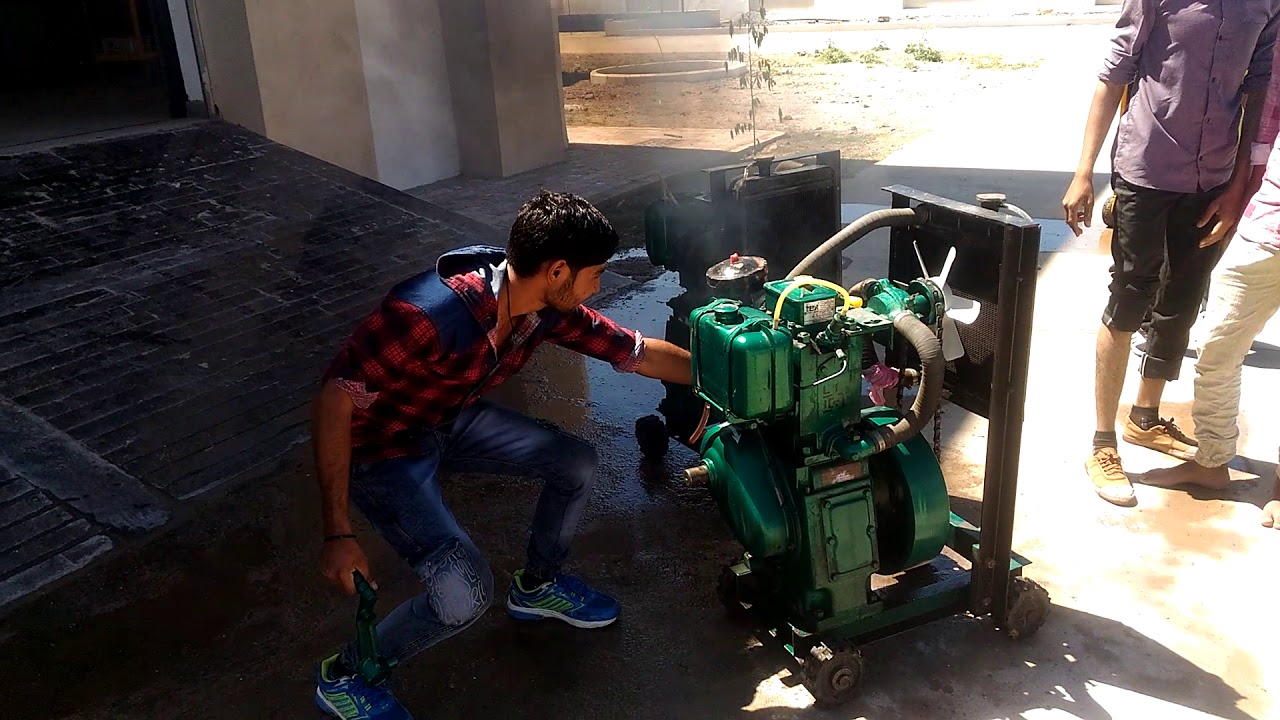 FOUR STROKE DIESEL ENGINE STARTING - YouTube