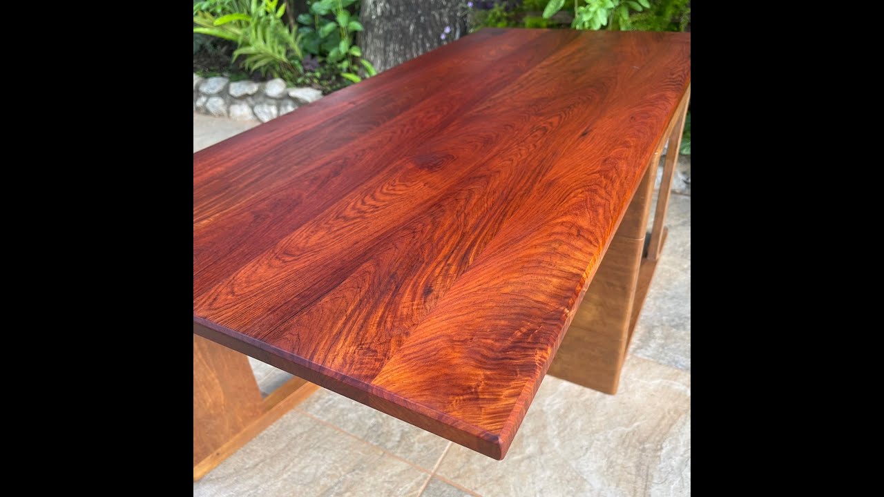 ท็อปโต๊ะ ทำจากไม้ประดู่คัดลาย ไม้เนื้อแข็ง Table top, Paduak table top ...