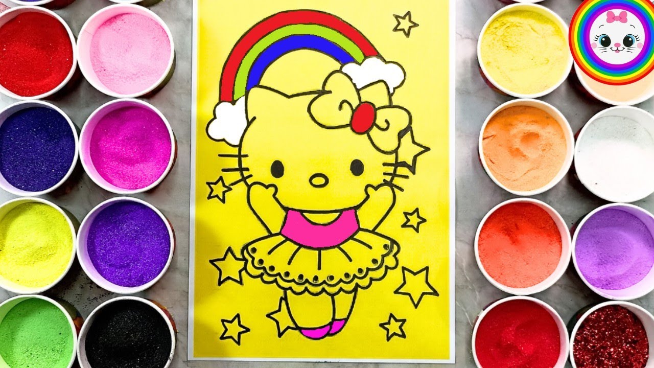 Sand Painting Dancing Hello Kitty With Rainbow || Hello Kitty Ballerina ...