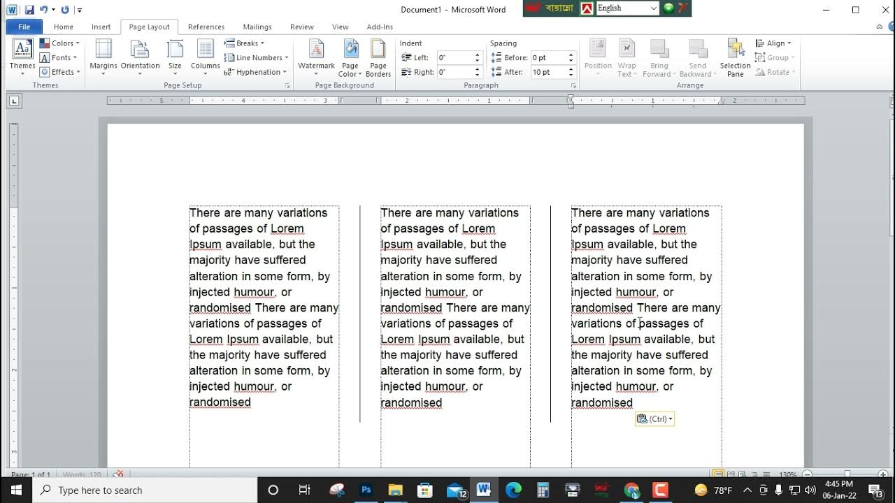 Column break shortcut key | How to insert column in ms word - YouTube