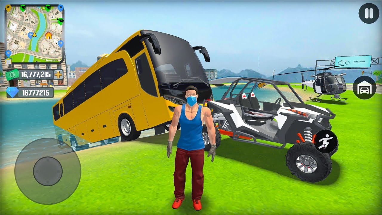 Crawler Passenger Bus and US Police Helicopter Flying Pilot Simulator ...