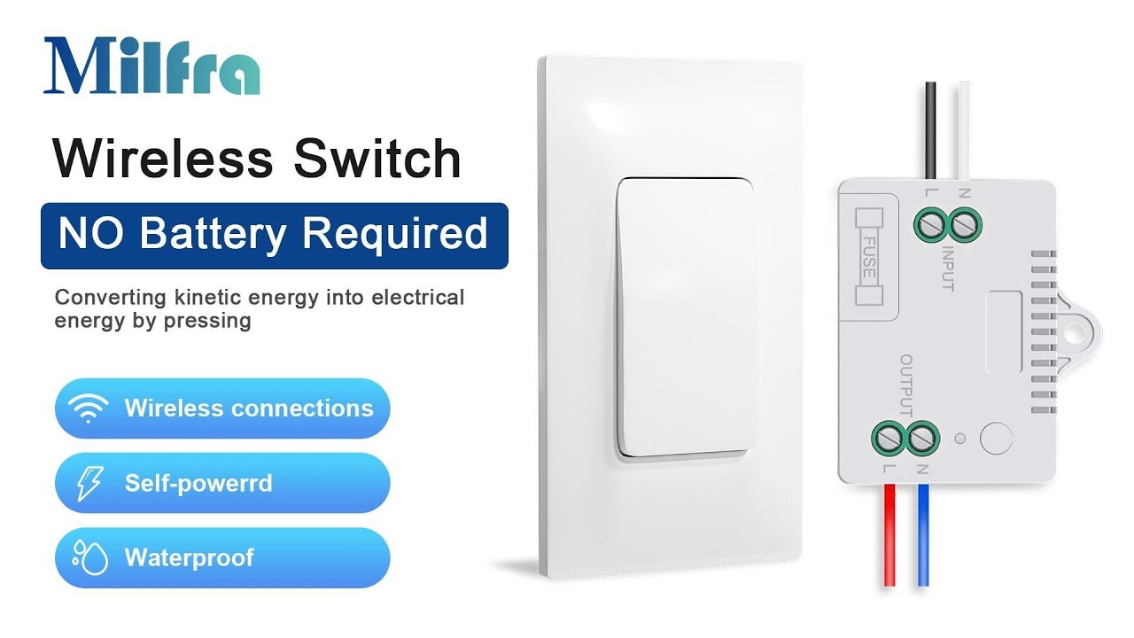 Self-Powered(No Battery Required) Wireless Light Switch and Receiver ...