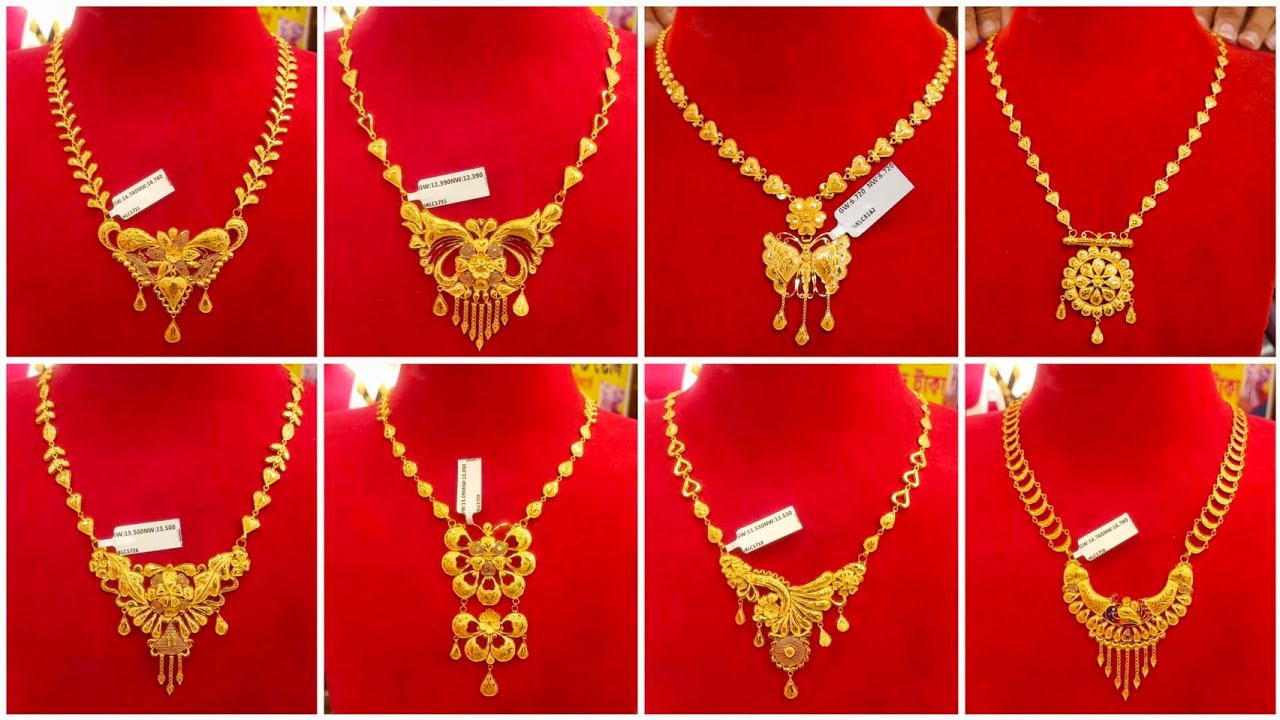 Gold Long Necklace Designs With Weight And Price || Gold Sitahar Design ...