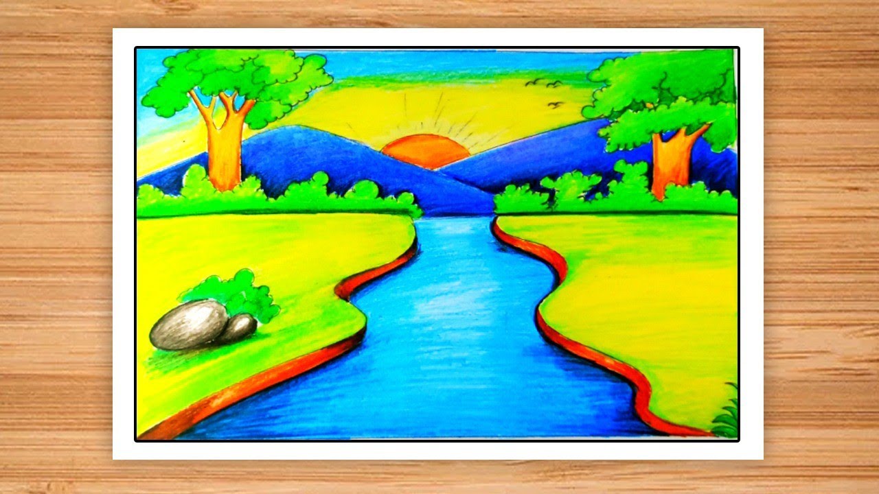 Easy and simple scenery drawing tutorial for kids ll How to draw easy ...
