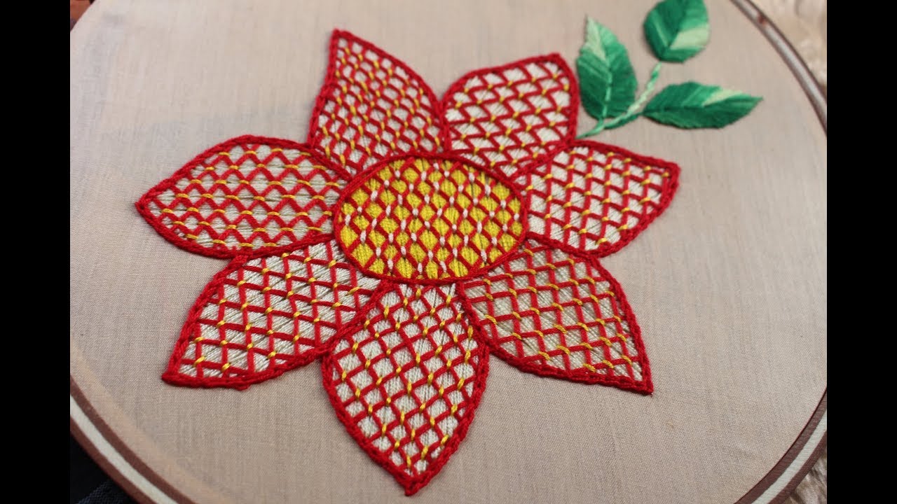 Hand Embroidery Designs | Lattice work | Stitch and Flower-161 - YouTube