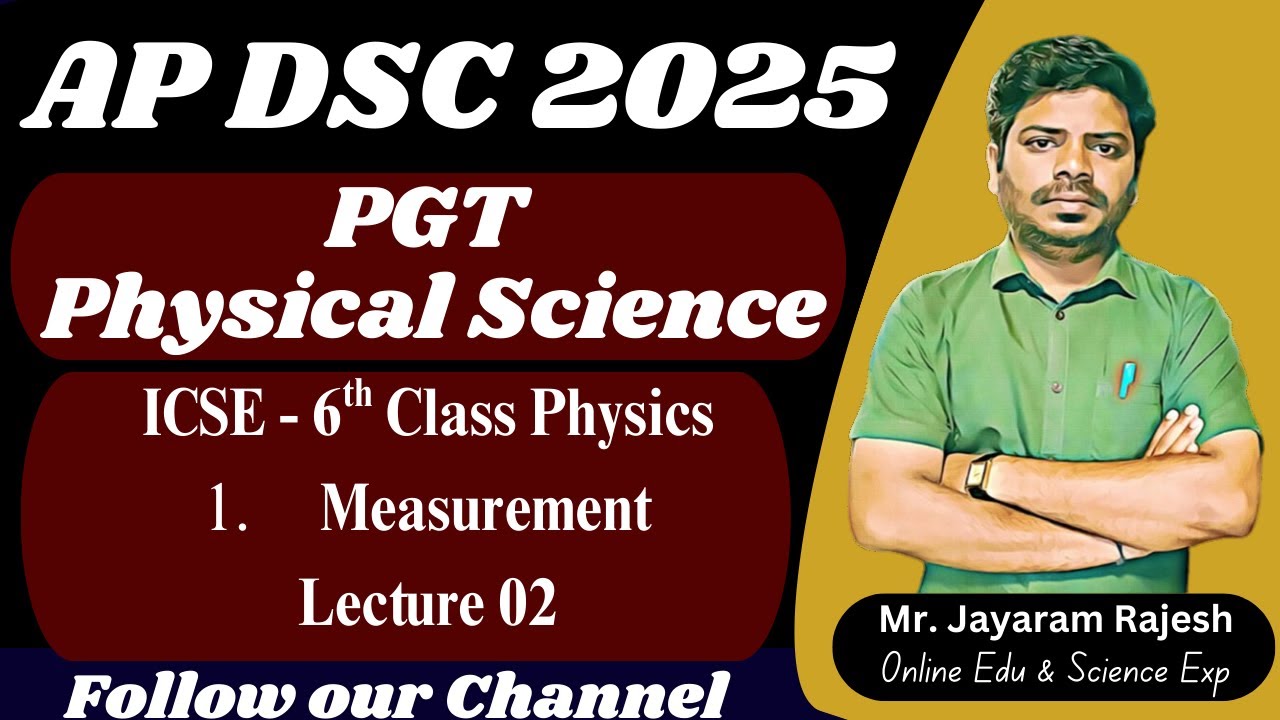 AP DSC - PGT Physical Science | 6th Class | Chapter 01 - Measurement | Lecture 02 | O.S.C - YouTube