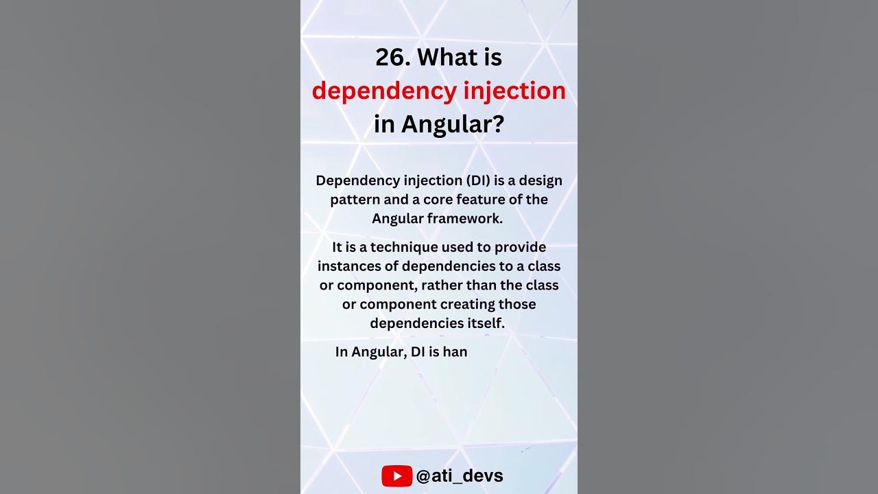What is dependency injection in Angular? #shorts #angular #interview #dependencyinjection - YouTube