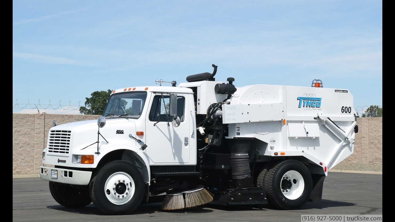 1998 International 4700 Tymco 600 Air Street Sweeper - YouTube