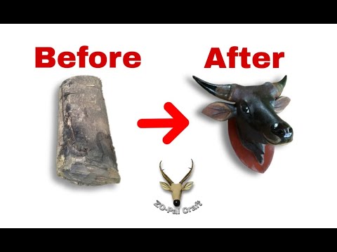 Making head of mithun (gaur) by wood | simple technique craft ...