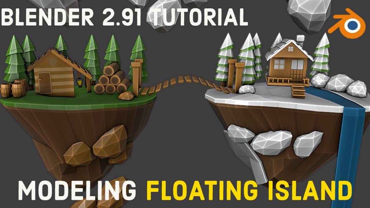 Modeling Low Poly FLOATING ISLAND in Blender 2.9 [ Blender Tutorial in ...