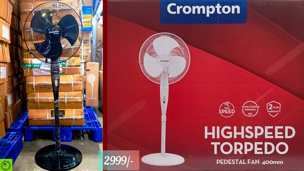 Crompton High Speed Torpedo 400 MM pedestal fan (black)| Review ...