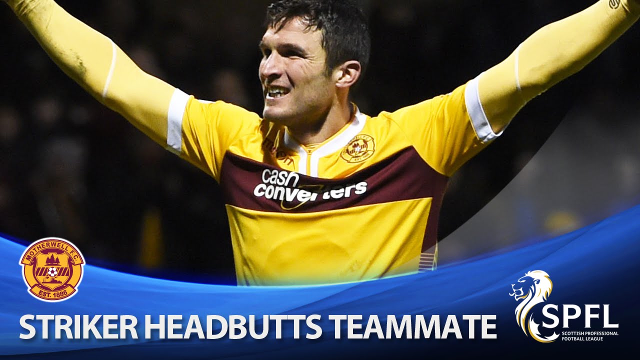 Striker headbutts teammate after goal! - YouTube