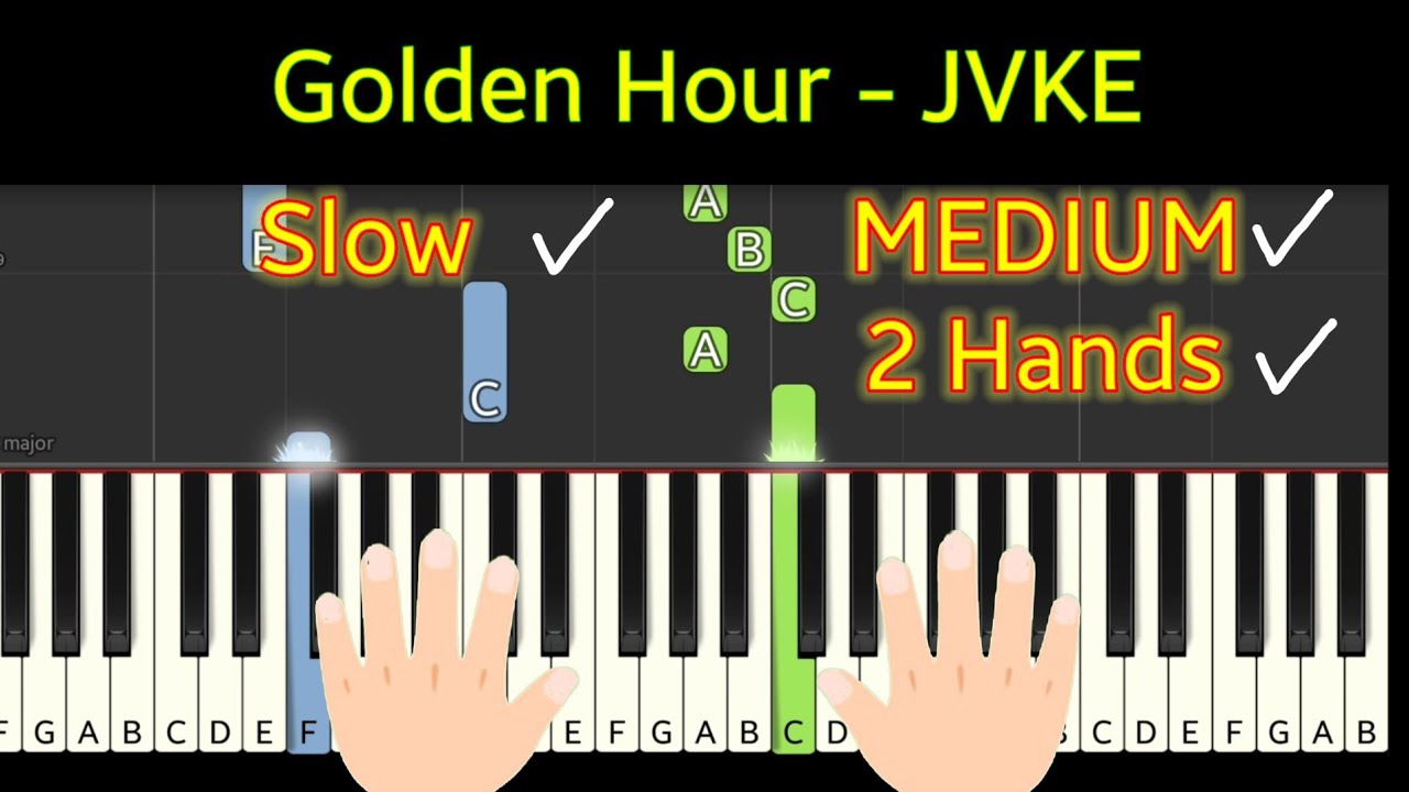 Golden Hour | JVKE | Piano tutorial Level Medium two hands - YouTube