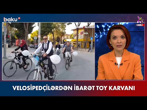Velosipedçilərdən ibarət toy karvanı - Baku TV