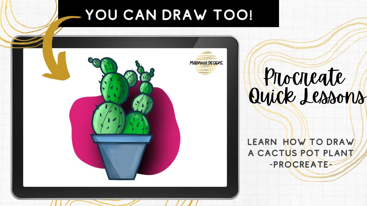 How to Draw a Cactus Pot Plant - Procreate Tutorial - YouTube