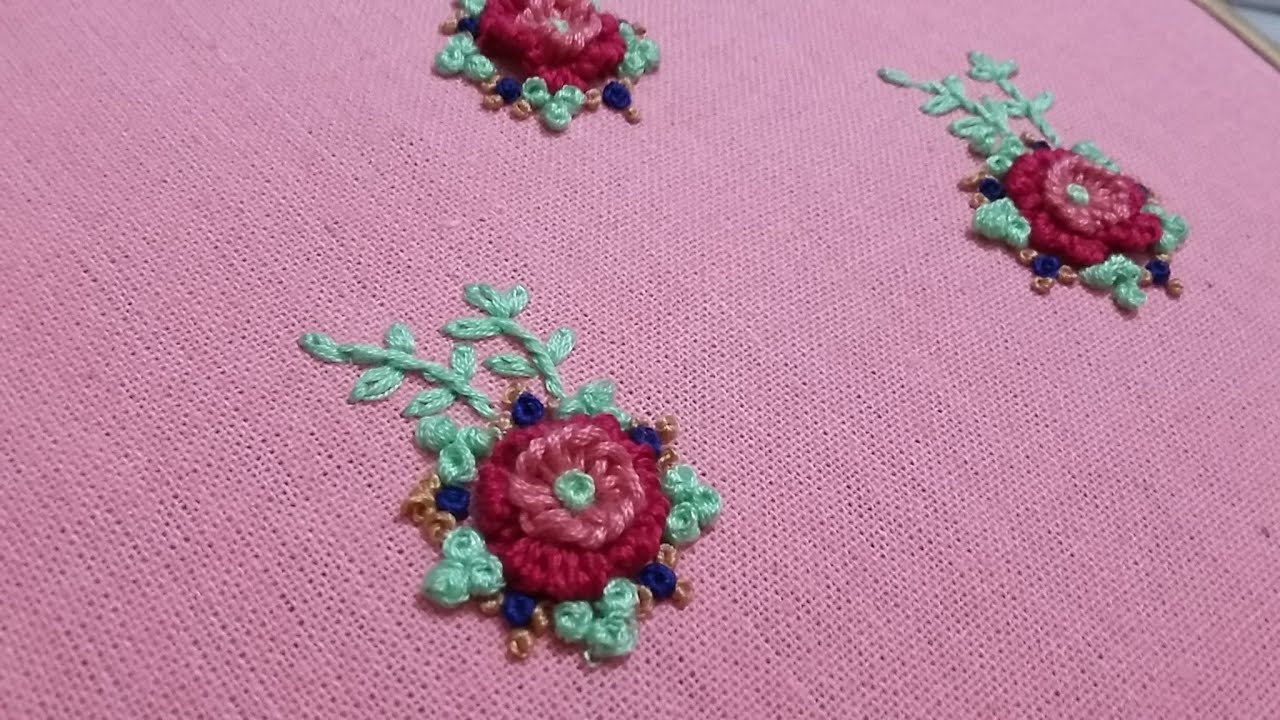 Hand Embroidery of small flowers motif - YouTube