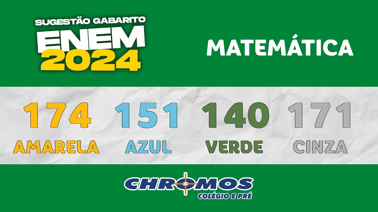 Gabarito ENEM 2024 CHROMOS - Prova Amarela: Questão 174 | Matemática ...