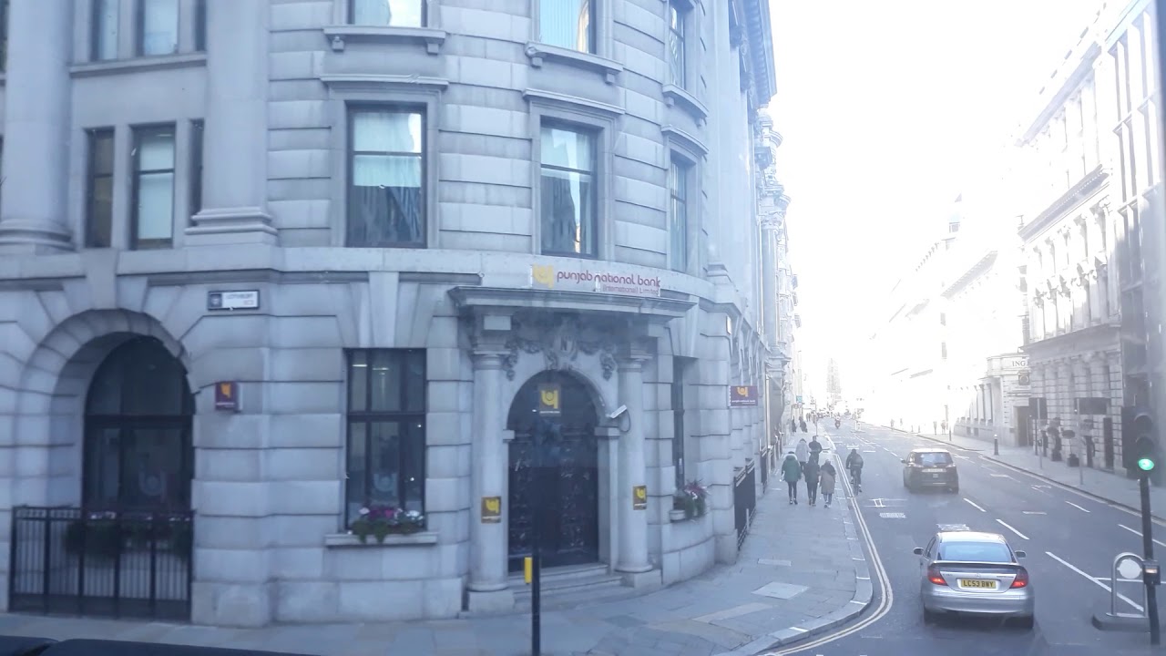 London bus journey on route 141 from London bridge station to moorgate ...