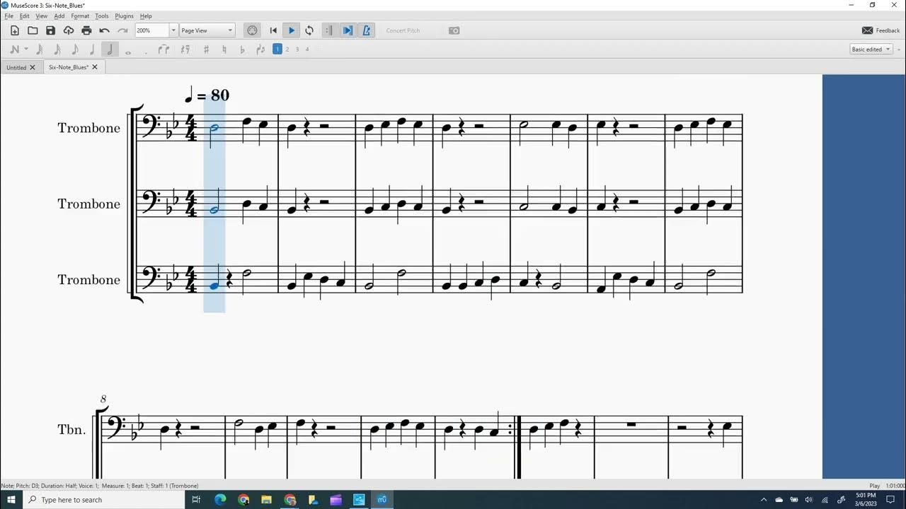 Trombone/Baritone B.C. Trio Play Along - Six-Note Blues - YouTube
