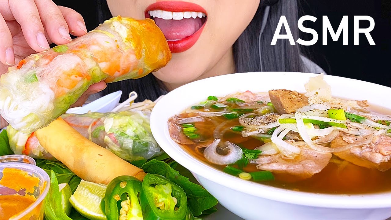 ASMR SPRING ROLLS & Pholicious Noodle Soup (ASMR Eating Show) NO ...