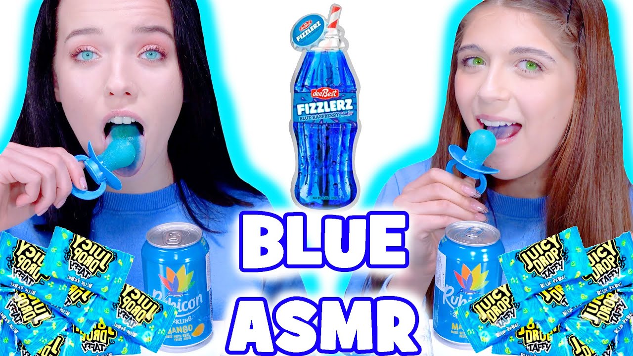 ASMR Eating Only Blue Food | Jello, Lollipops, Candy Spray MUKBANG 먹방 ...