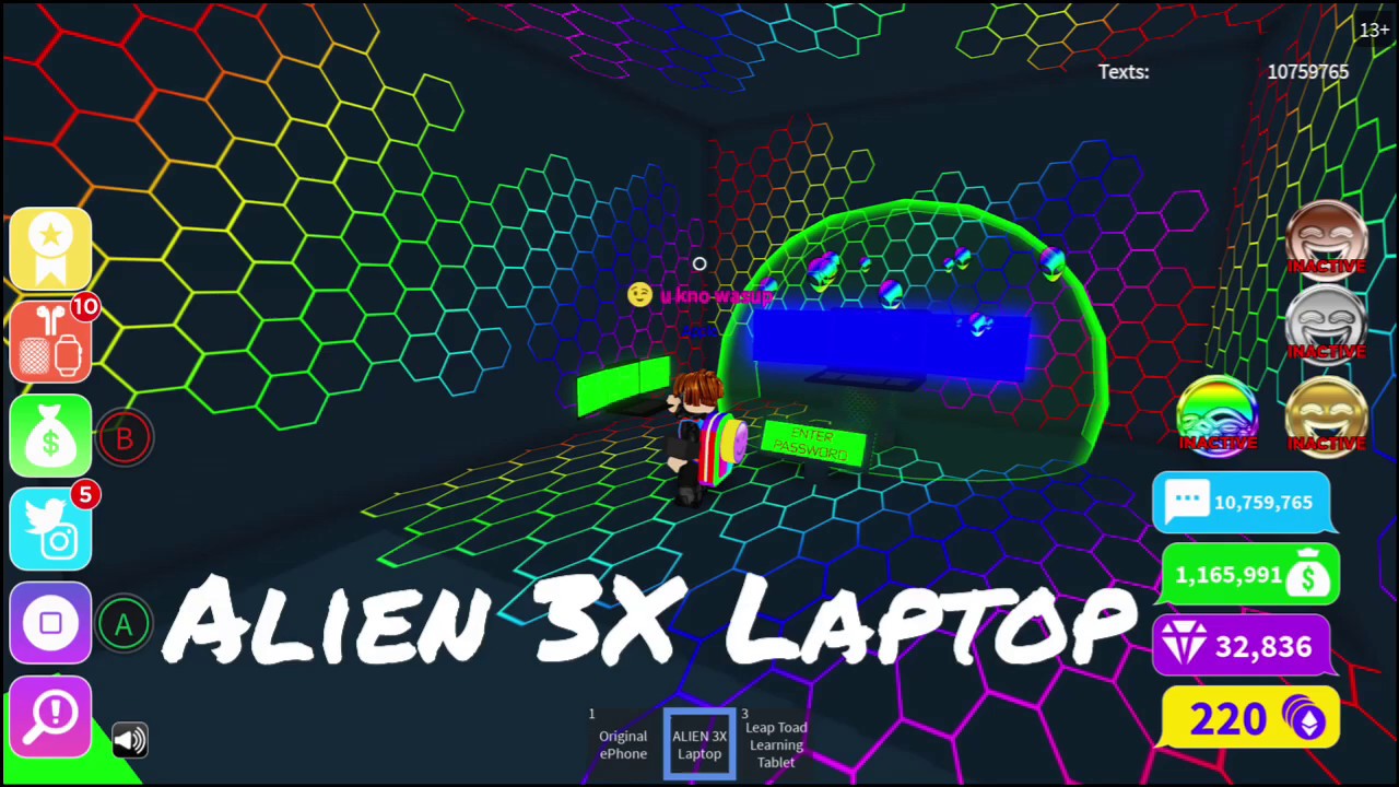 How To Get The Alien 3X Laptop on texting simulator - YouTube
