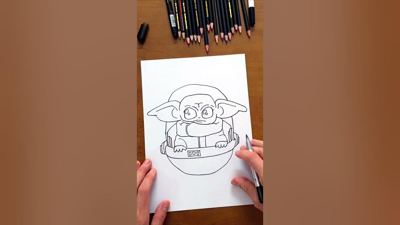 DRAW GROGU - Baby YODA - step by step - easy tutorial for beginners - YouTube