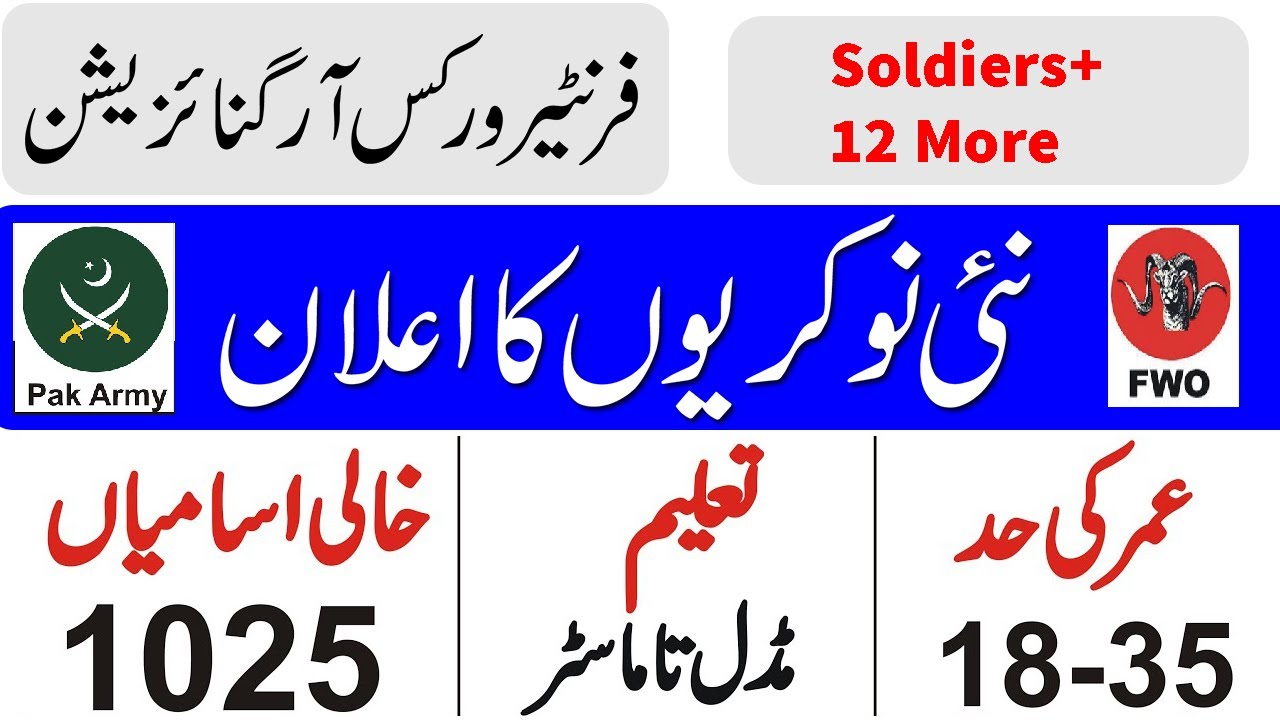 FWO Frontier Works Organization Jobs, Pakistan Army Engineering ...