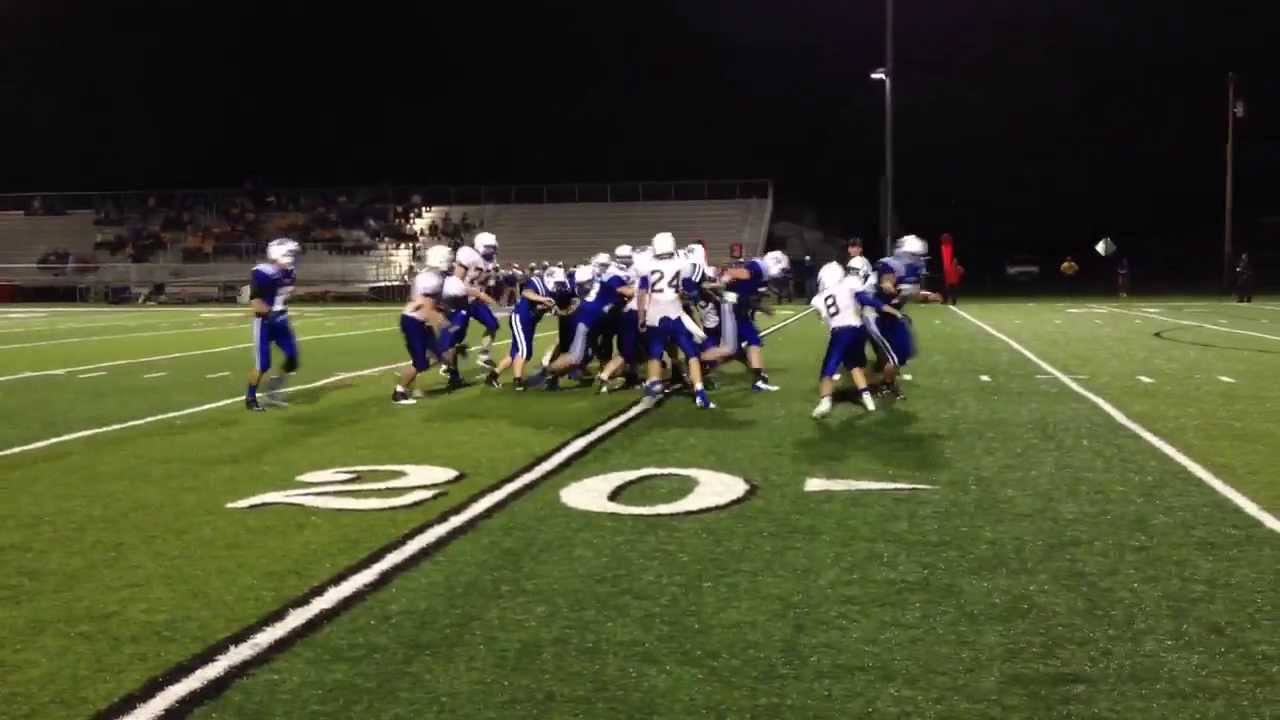 LHNE's rugby-scrum offense gets 10 yards, first down. Eagles up 22-14 ...