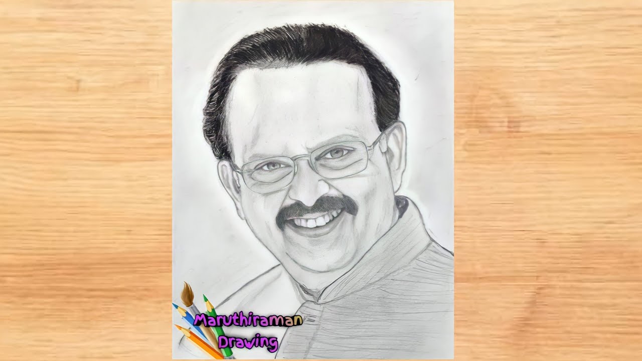 How to draw S P Balasubrahmaniyam pencil sketch drawing step by step ...