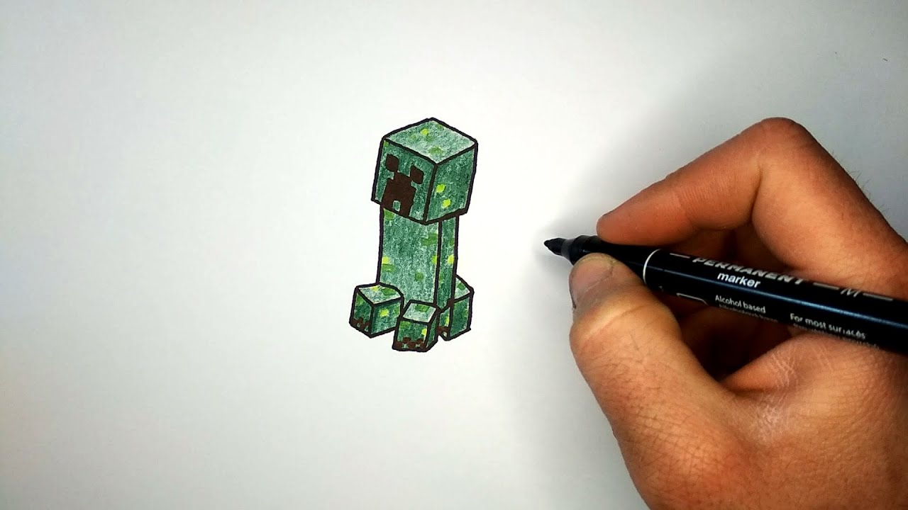 How to draw a Creeper from minecraft easy - YouTube