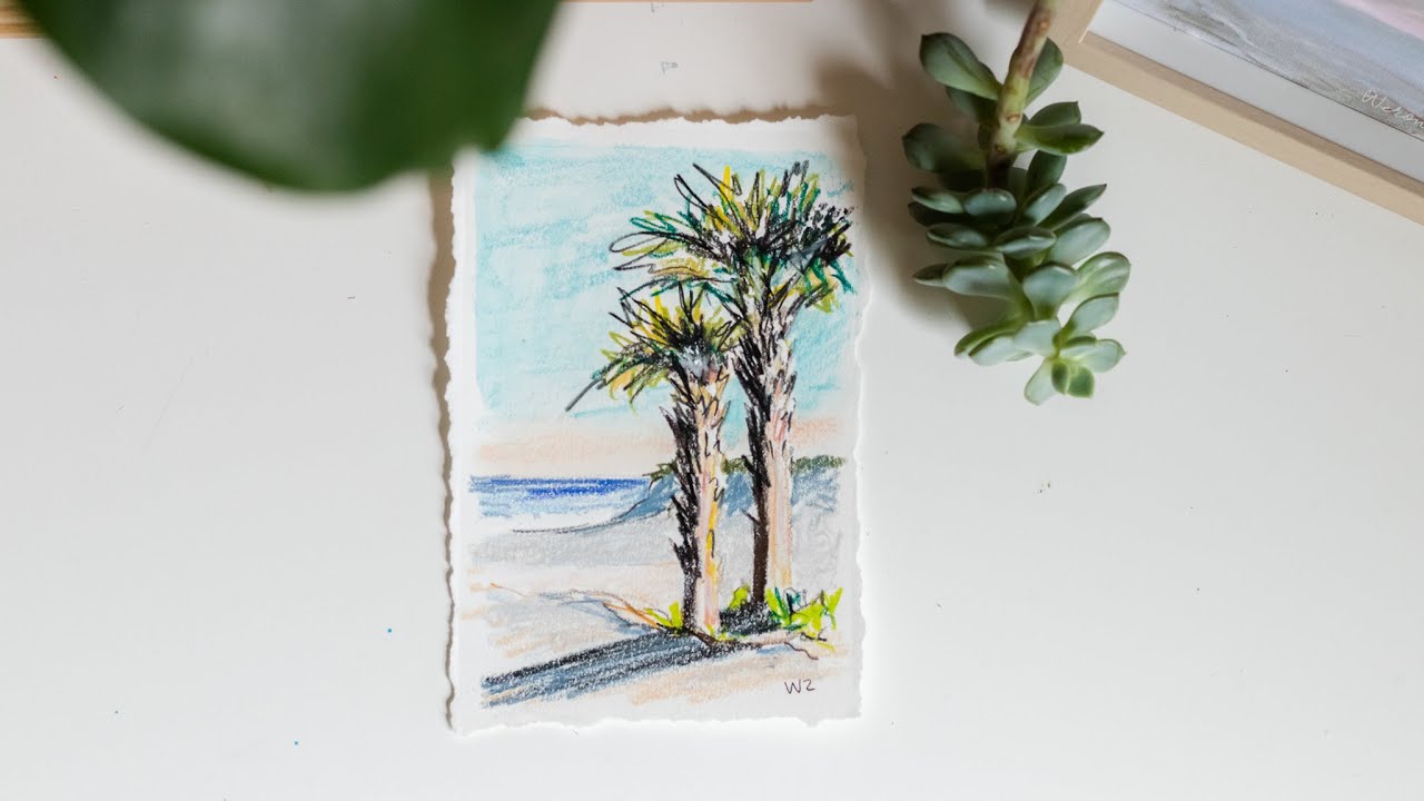 Palm tree drawing with colored pencils - YouTube