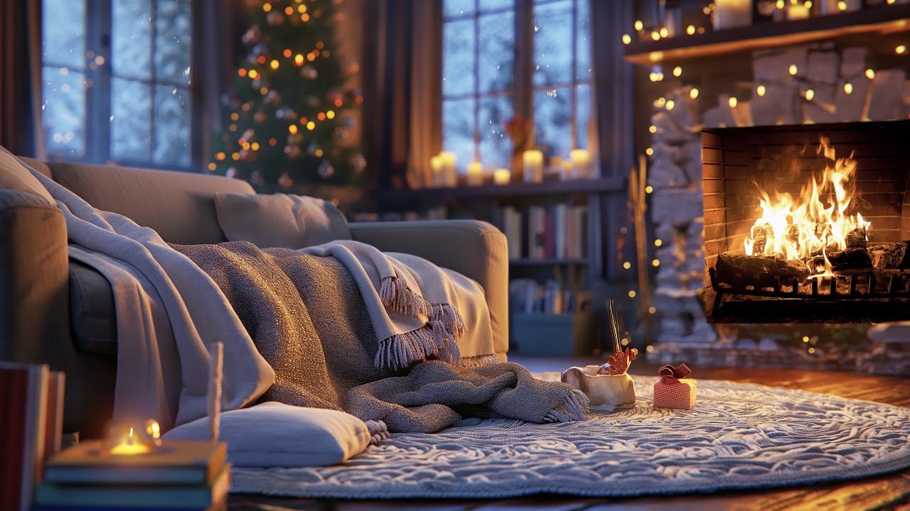 Snow Fireplace Ambience [12 HOURS] ASMR Crackling Fire Sound - for ...