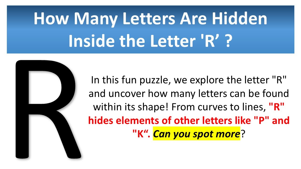 How Many Letters Are Hidden Inside the Letter 'R’ ? #IQTest # ...