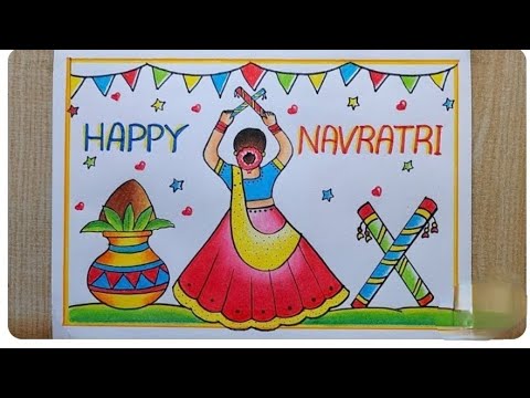 Navratri Drawing Easy l Dussehra festival drawing l navratri special ...