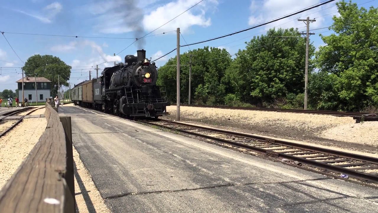 Frisco 1630 pulls in at the IRM with the noon train. - YouTube