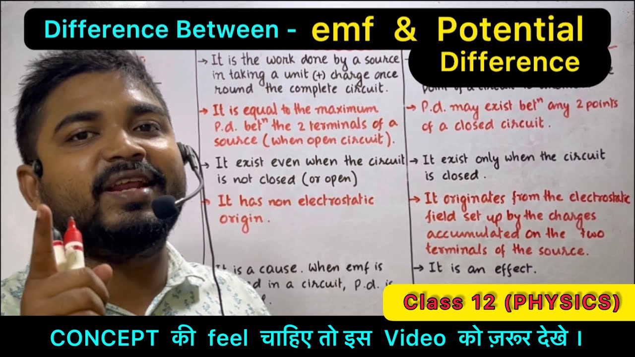 Lec 5 : Difference between emf and potential difference in hindi ...