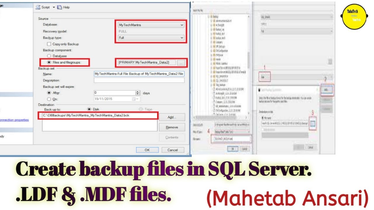 📢 Create Backup Database file in SQL Server | SQL Server .LDF & .MDF ...
