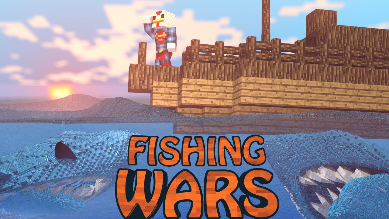 Minecraft | FISHING WAR CHALLENGE - Fishing Mod! (JAWS, SHARKS, BOAT ...