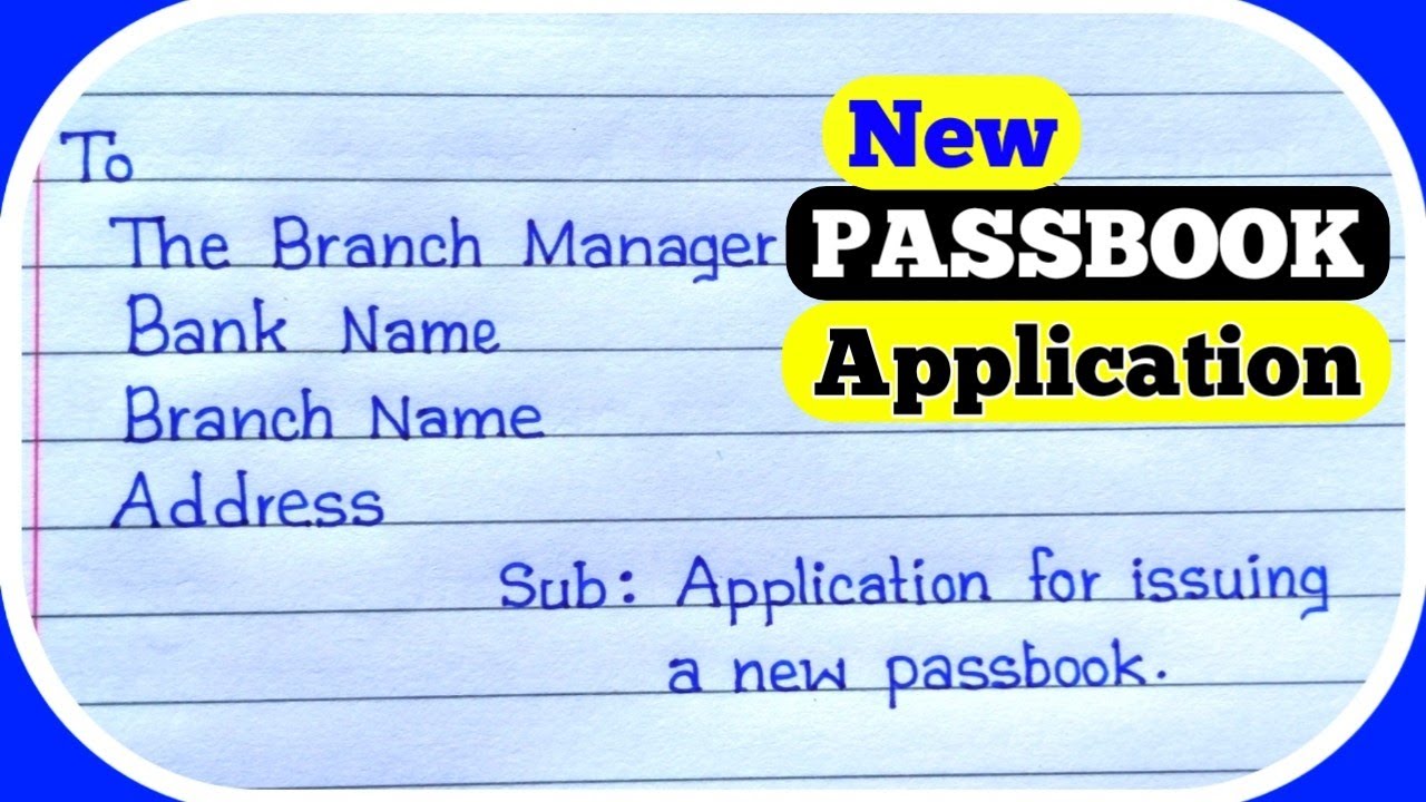 Application For A New Passbook ॥ Letter To Issue A New Passbook ॥ - YouTube