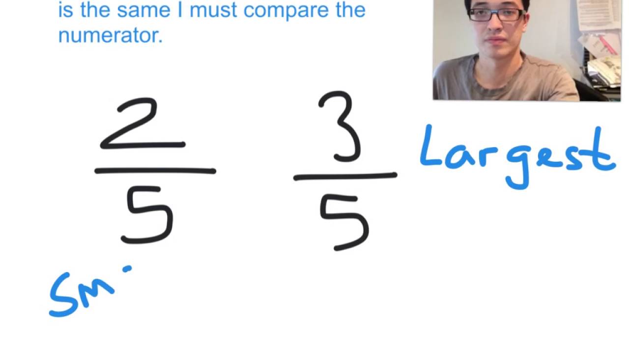 Compare and order fractions with the same denominator - YouTube