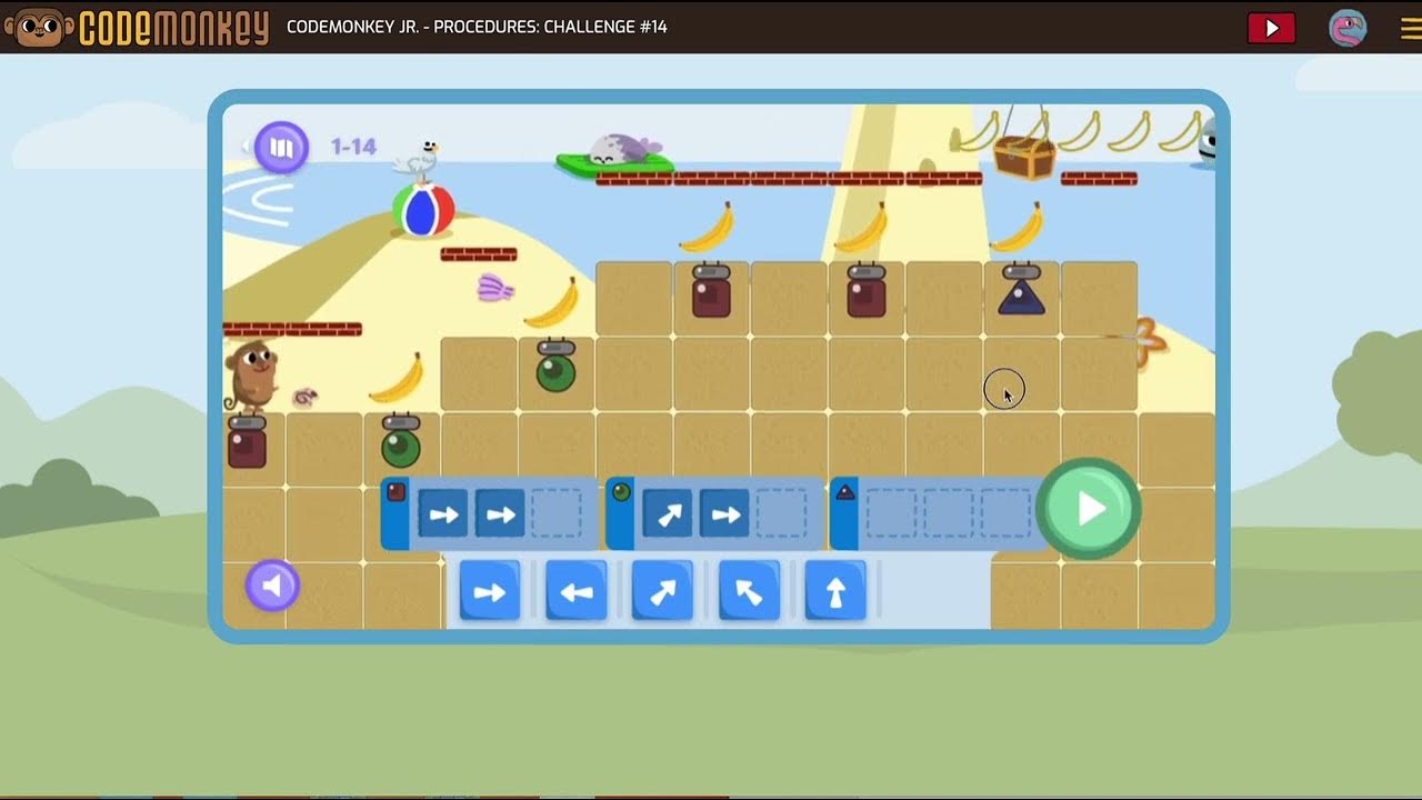 CodeMonkey Jr Procedures 14 - YouTube